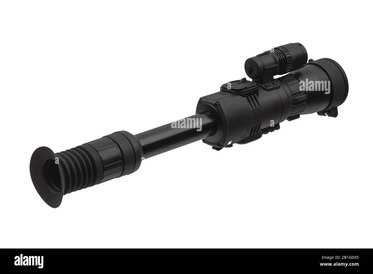 modern black optical scope for weapon isolated on white. sight scope ...
