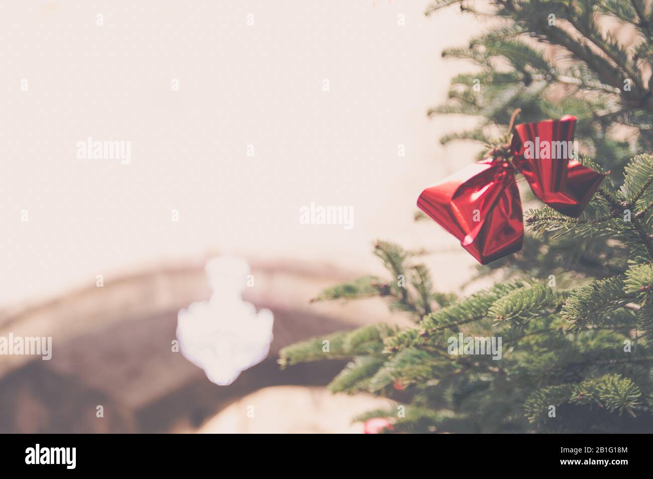 Christmas background with green tree Stock Photo - Alamy