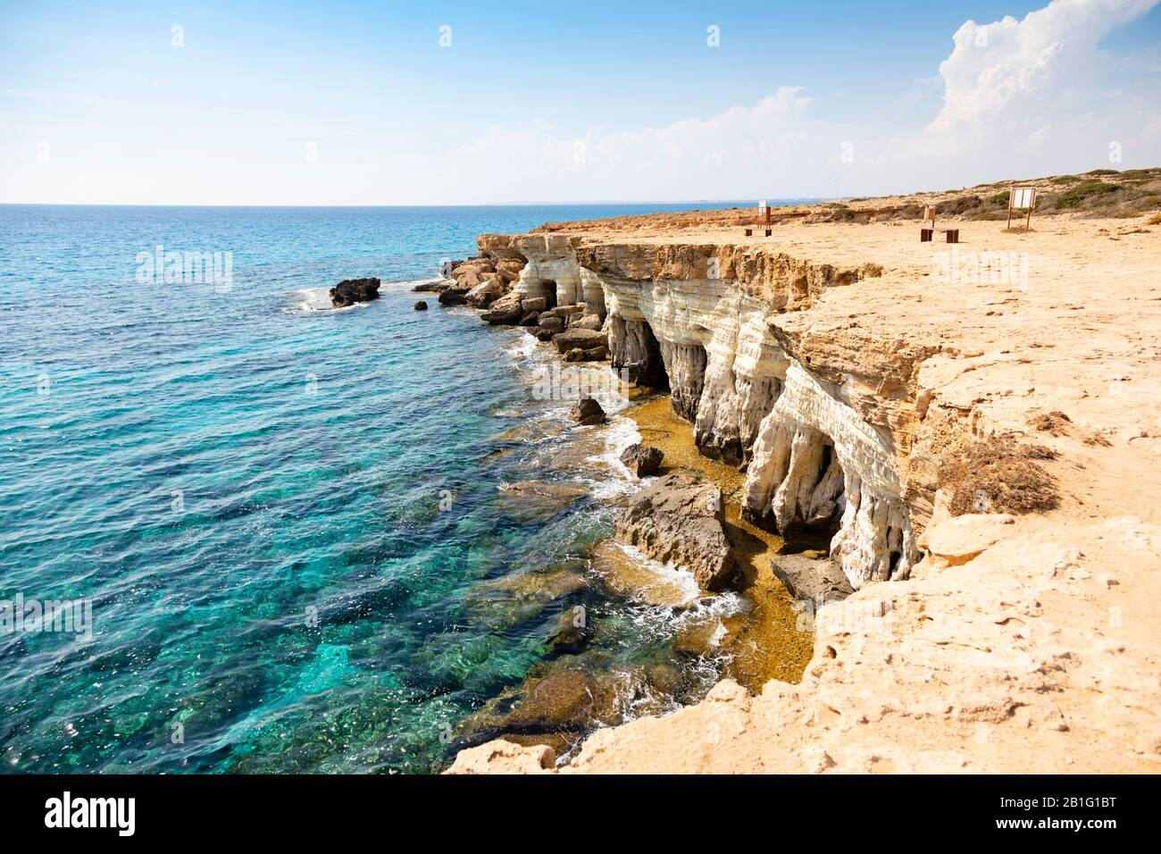 The sea caves at Cape Greco, Kava Gkreko, Ayia Napa, Cyprus Stock Photo ...