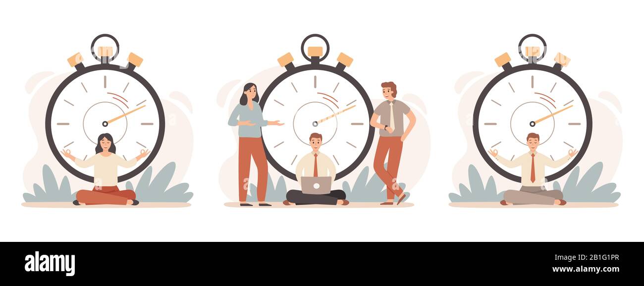 Work rate time management. Business people working with stopwatch, fast ...