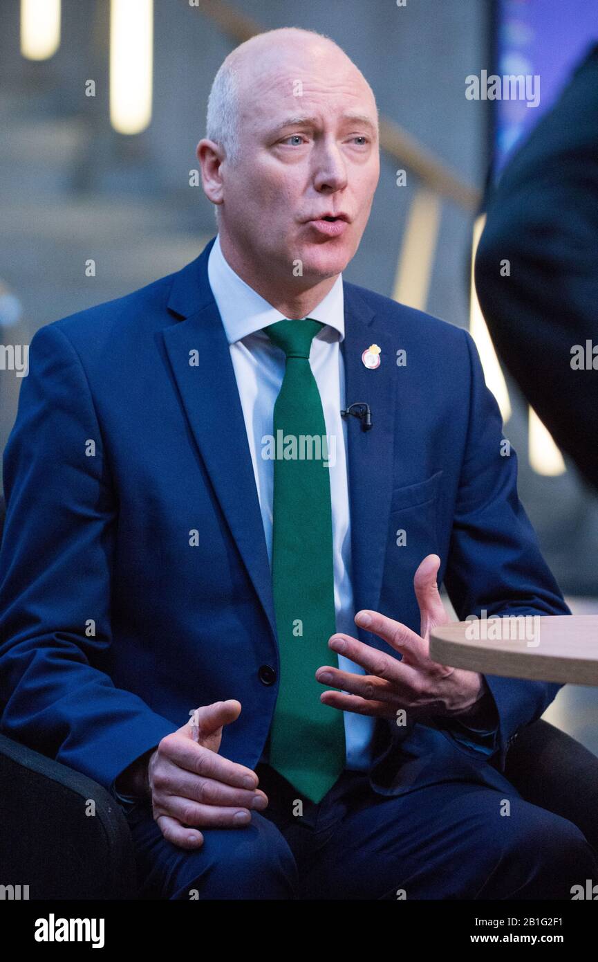 Edinburgh, UK. 25th Feb, 2020. Pictured: Joe Fitzpatrick MSP - Minister ...