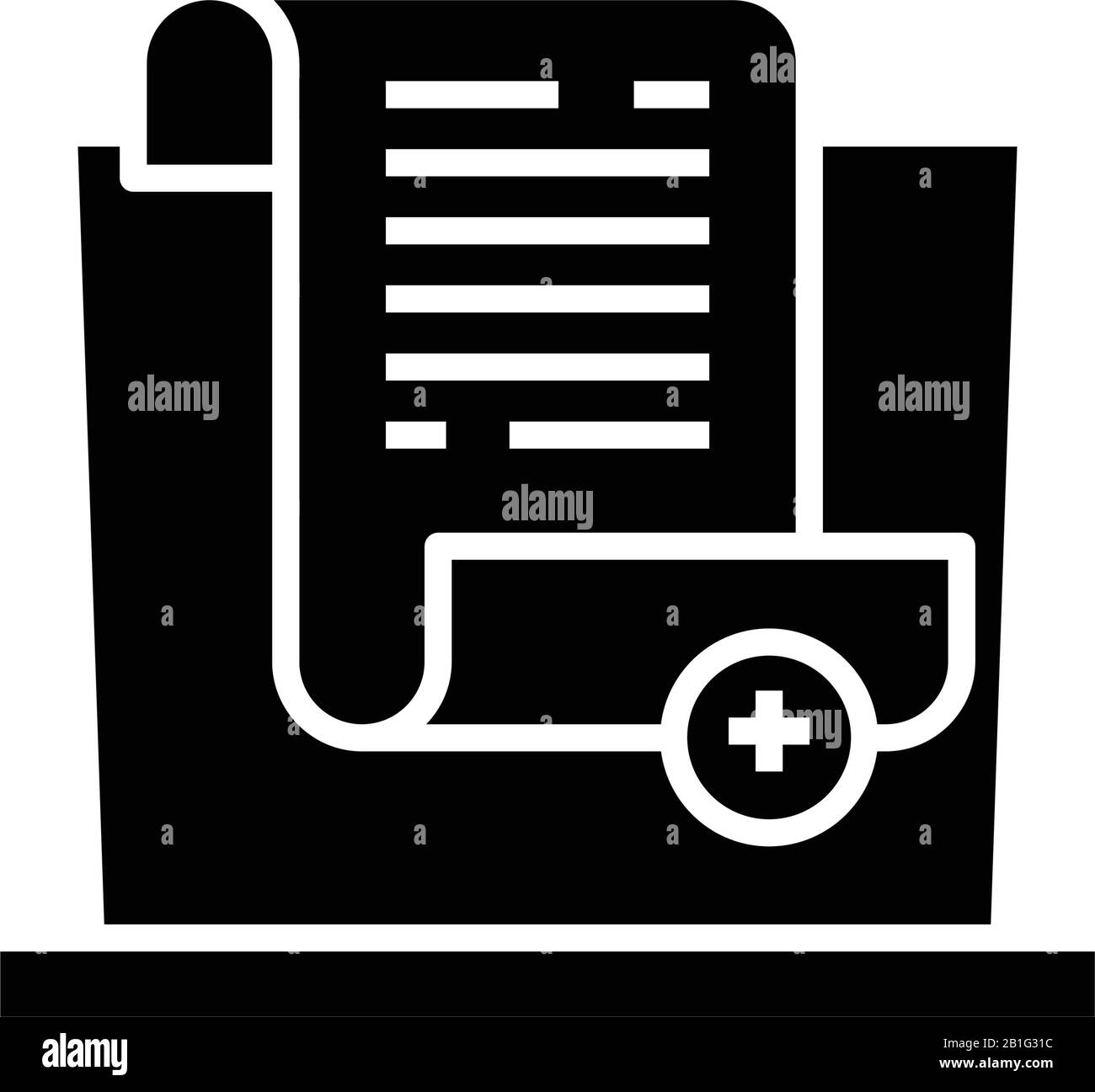 Adding documents black icon, concept illustration, vector flat symbol ...