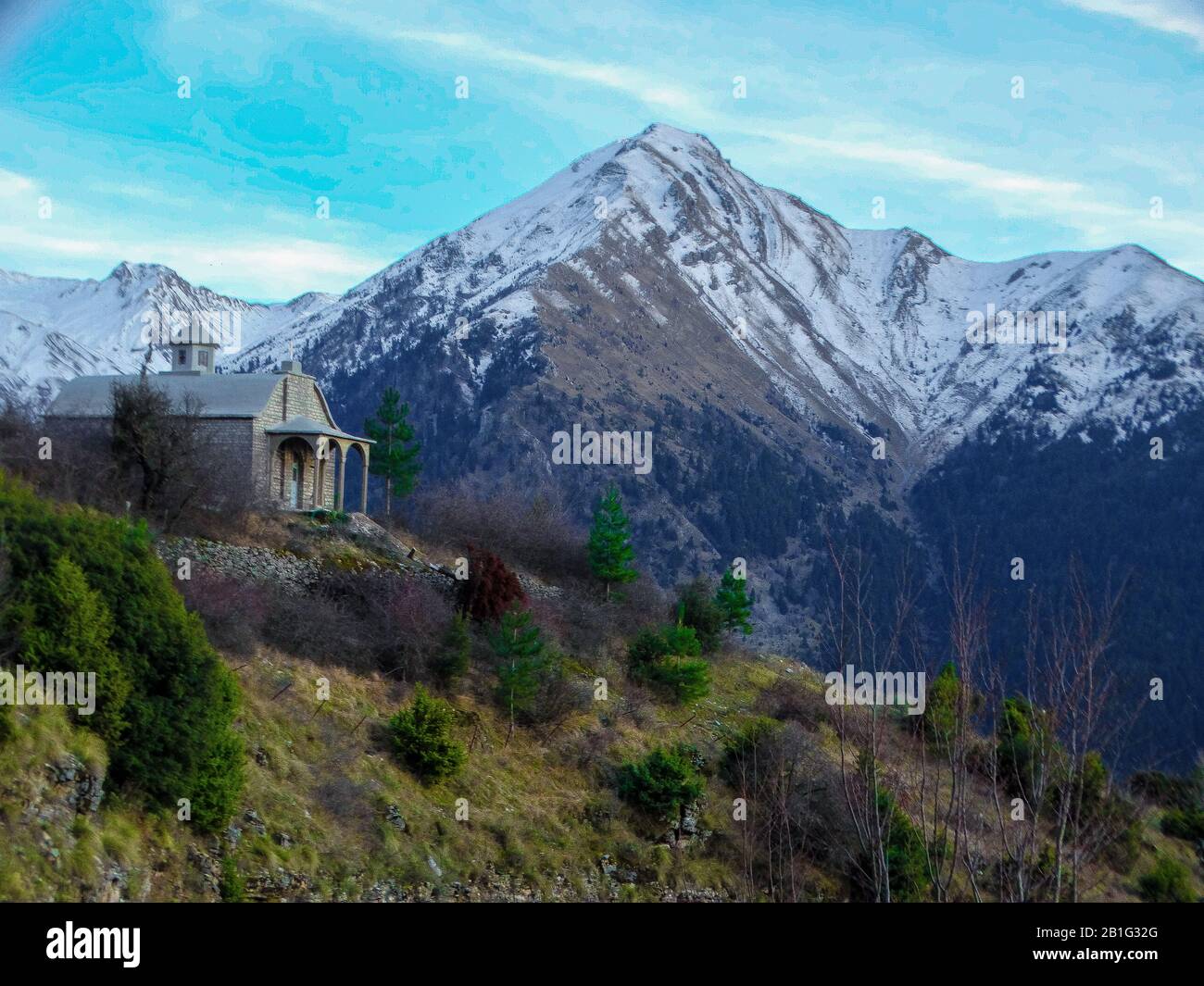 Ioannina Greece St. christofer Curch Kalarites Greek village, On Snowed ...