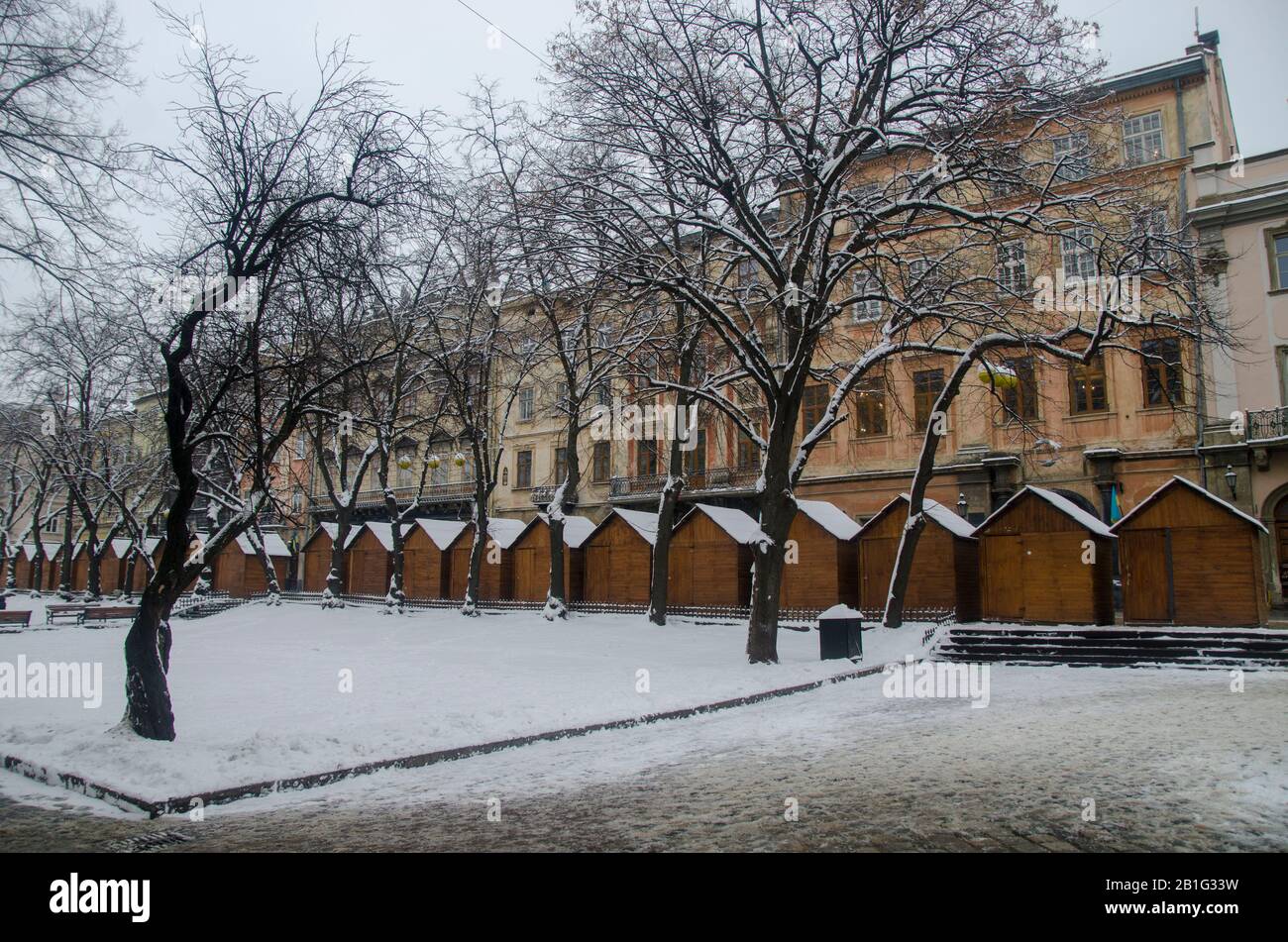 Little Wooden Shops Stock Photo - Alamy