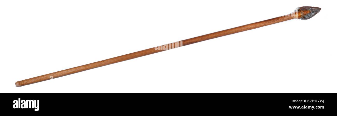 Stone Age Lance on white Background Stock Photo - Alamy