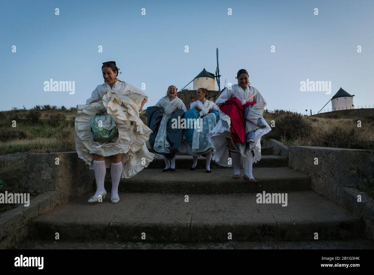 Four members of a dance group after the show at the saffron festival ...