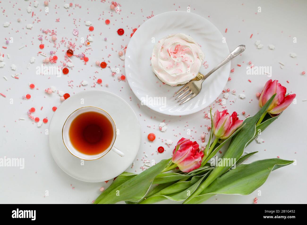 Valentines Day flat-lay still-life Stock Photo - Alamy