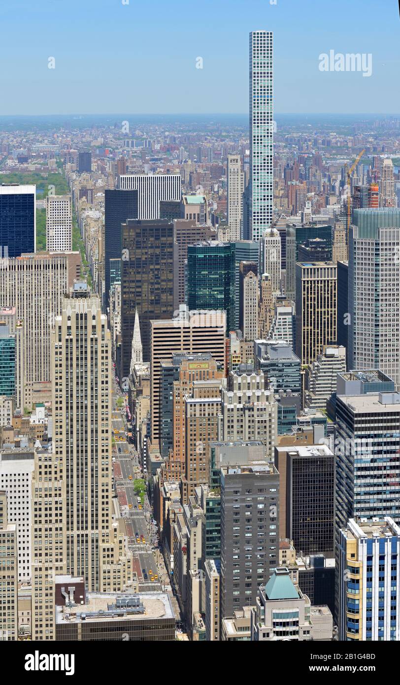 View of Fifth Avenue's major thoroughfare in center of Manhattan Stock ...