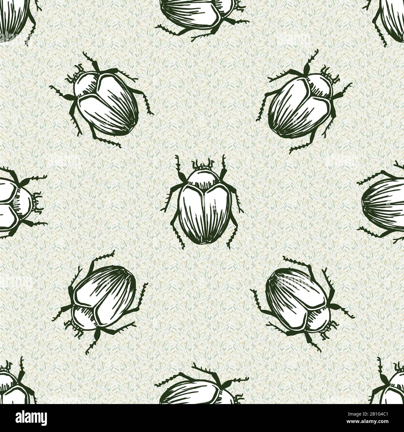 Hand drawn giant fruit bug realistic cartoon vector pattern. Cute ...