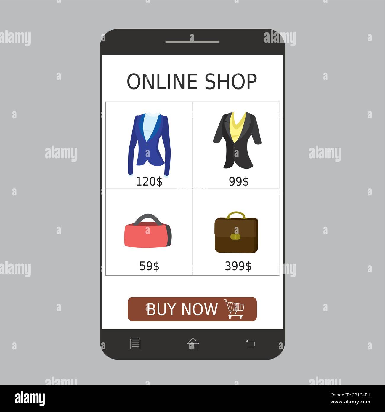 Smartphones with shopping screen application,Phone as shop window with ...