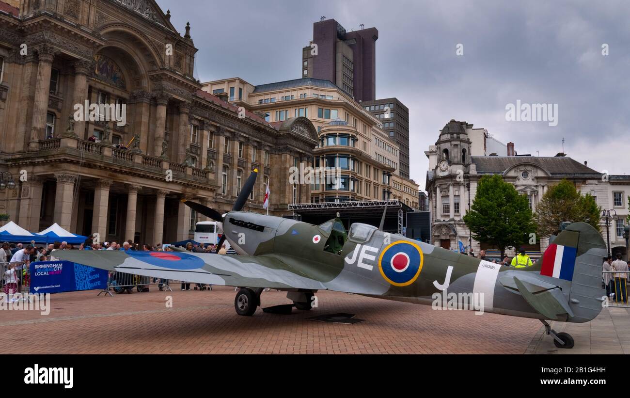 Spitfire display by the town hall in Birmingham, UK Stock Photo - Alamy