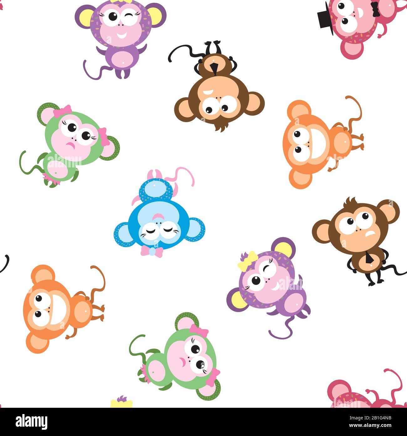 Funny Monkeys seamless pattern,cute wild animals,vector illustration ...