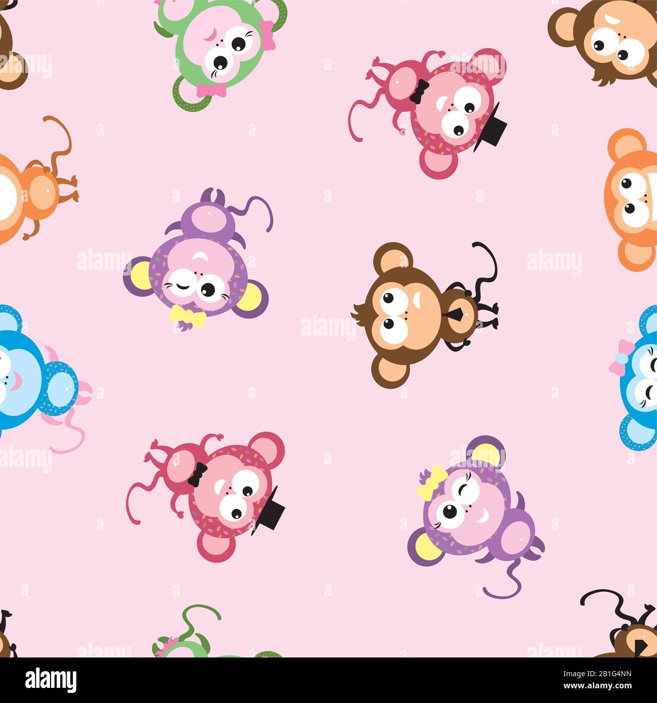 Funny Monkeys seamless pattern,cute wild animals,vector illustration ...