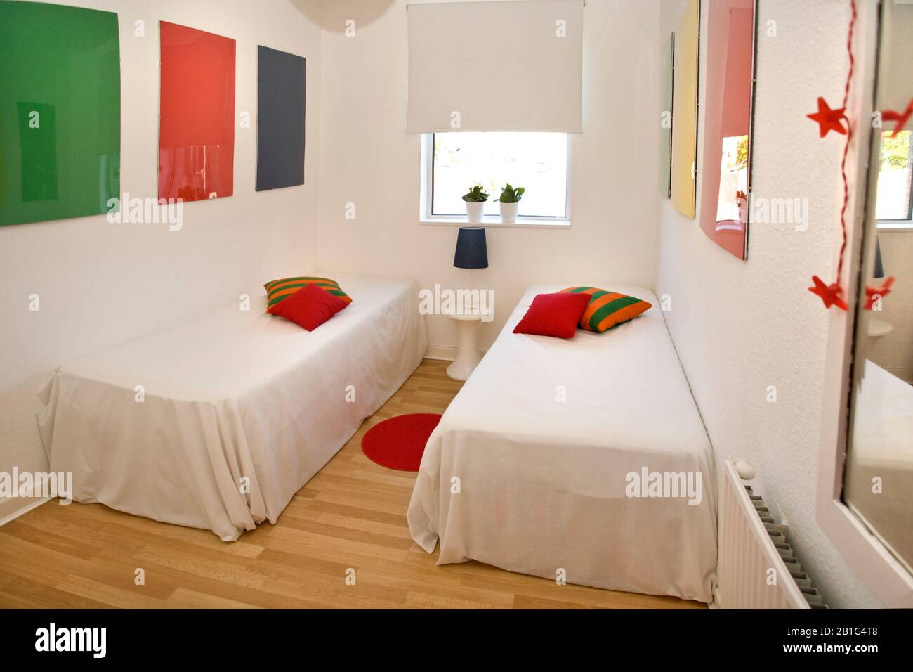 Clean bright minimalist room with modern interior design style Stock ...