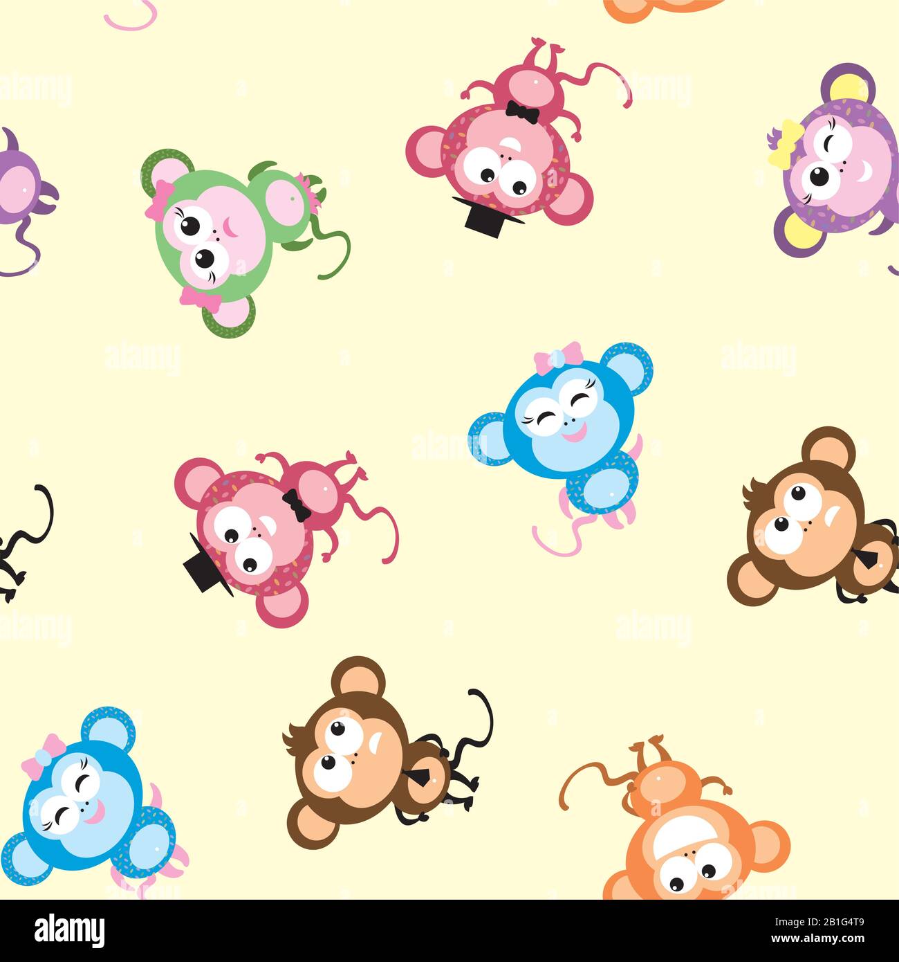 Funny Monkeys seamless pattern,cute wild animals,vector illustration ...