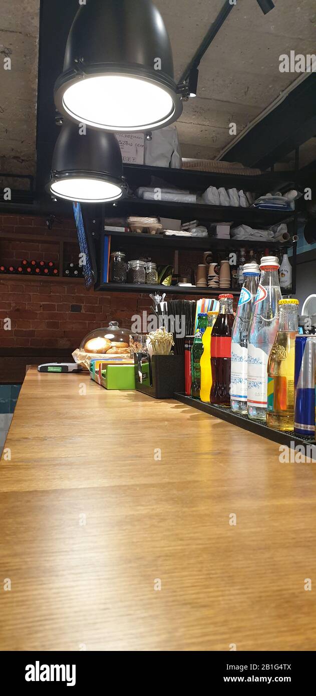 vintage cafe bar soviet design interior Stock Photo - Alamy