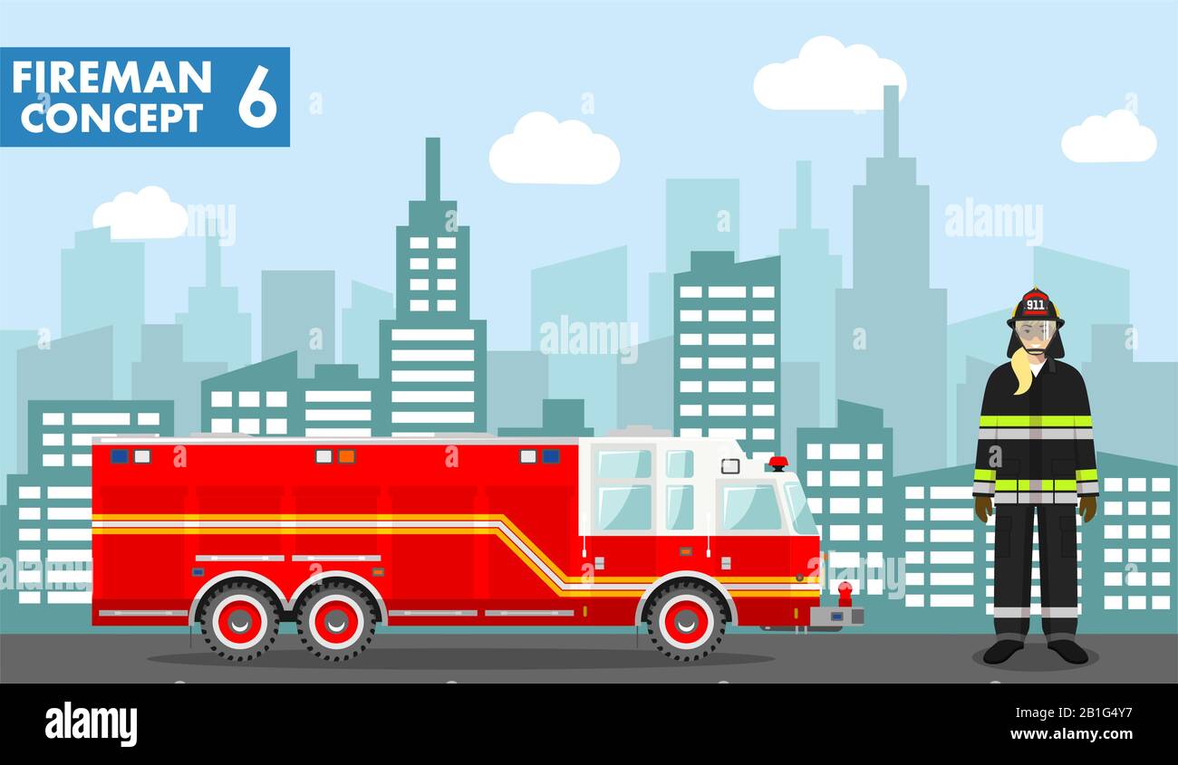 Firefighter woman isolated Stock Vector Images - Alamy