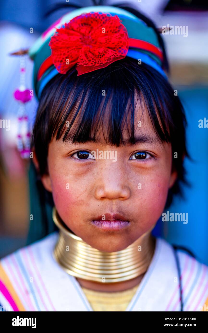 A Portrait Of A Child From The Kayan (Long Neck) Ethnic Group, Pan Pet ...