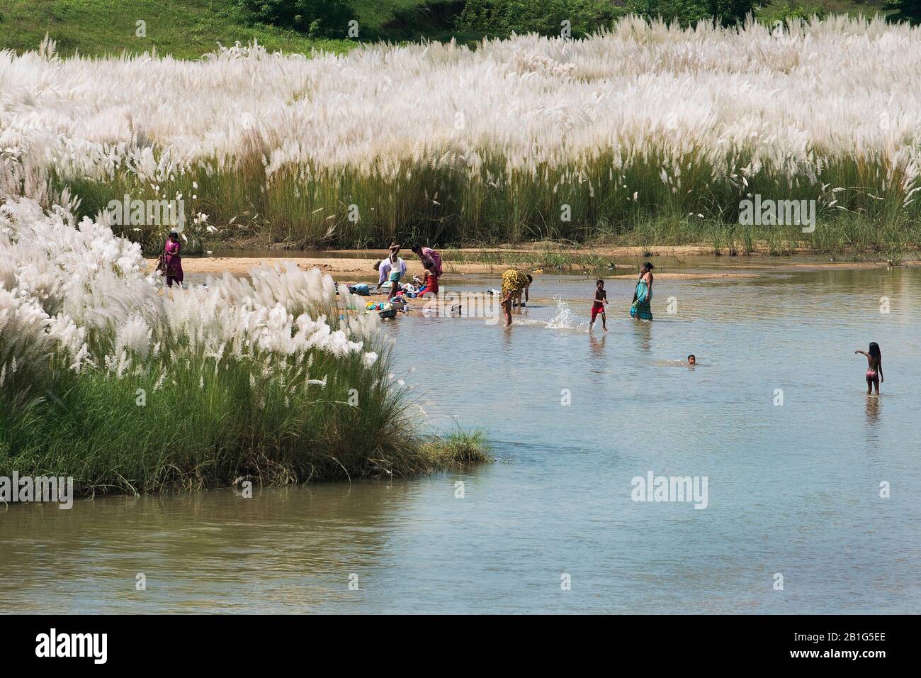 The image of Local village people at river with Kas landscape of ...