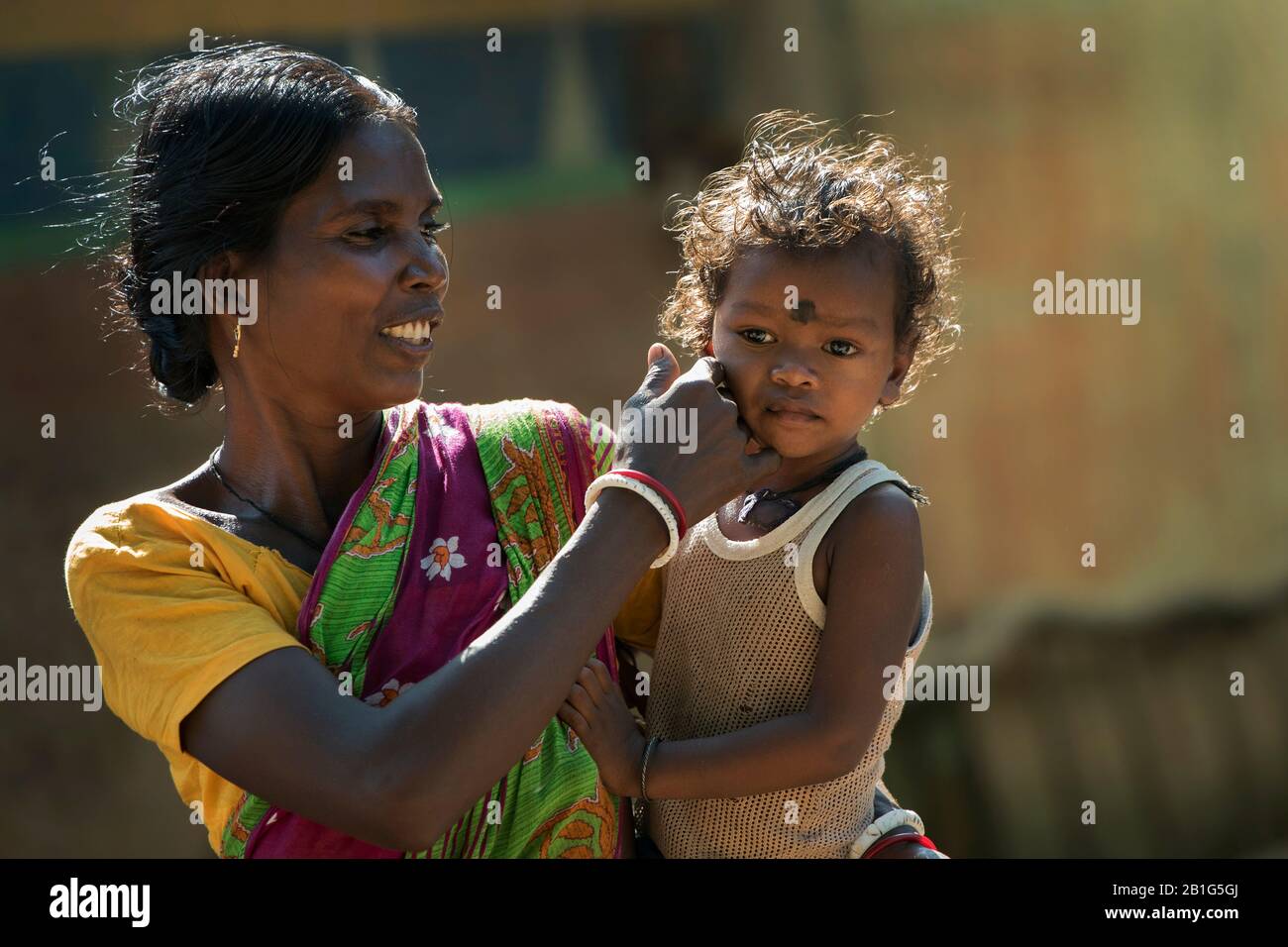 The image of Local village mother and child in Purulia village, West ...