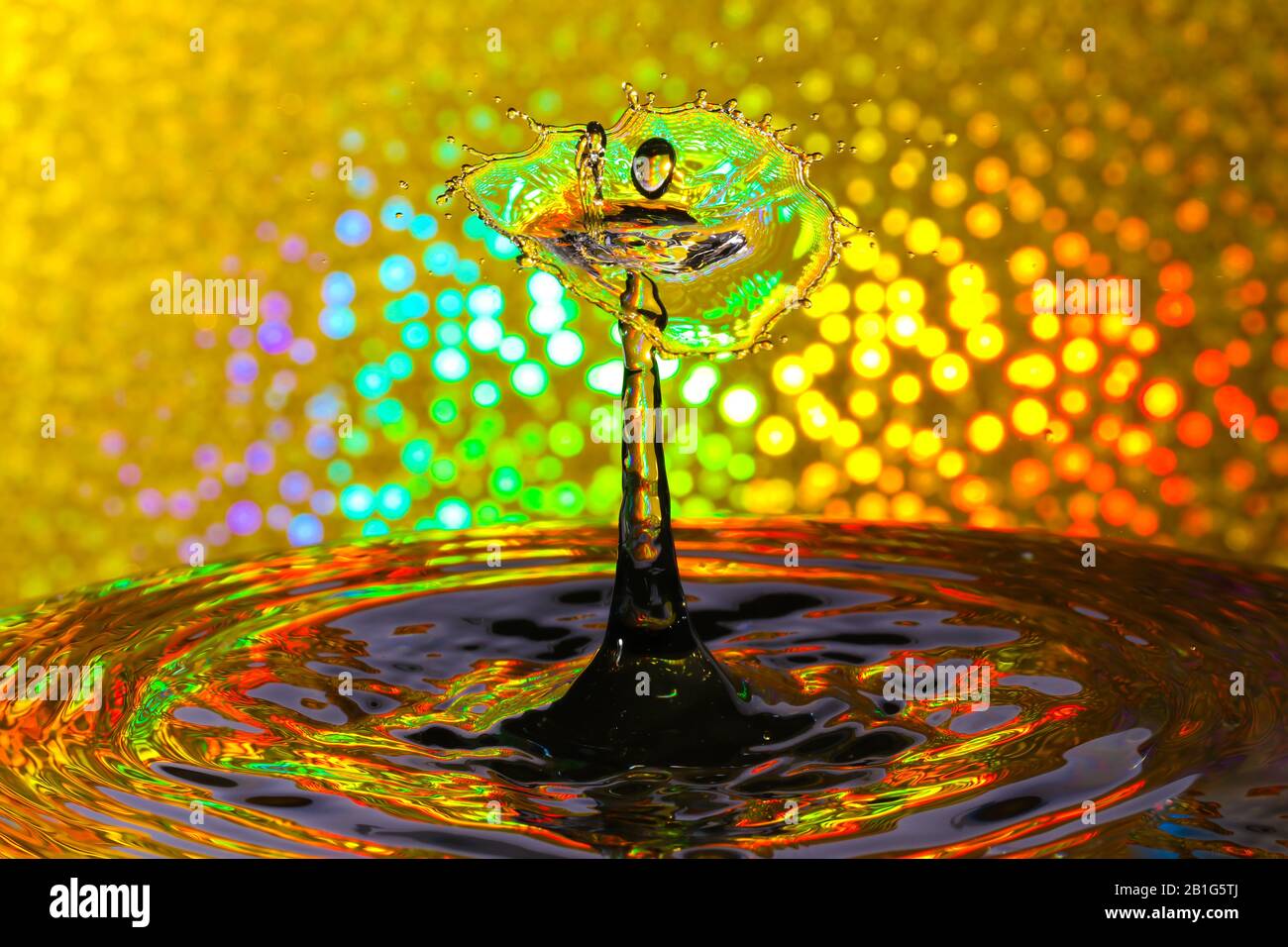 Abstract photograph of a water drop collision created with two water ...