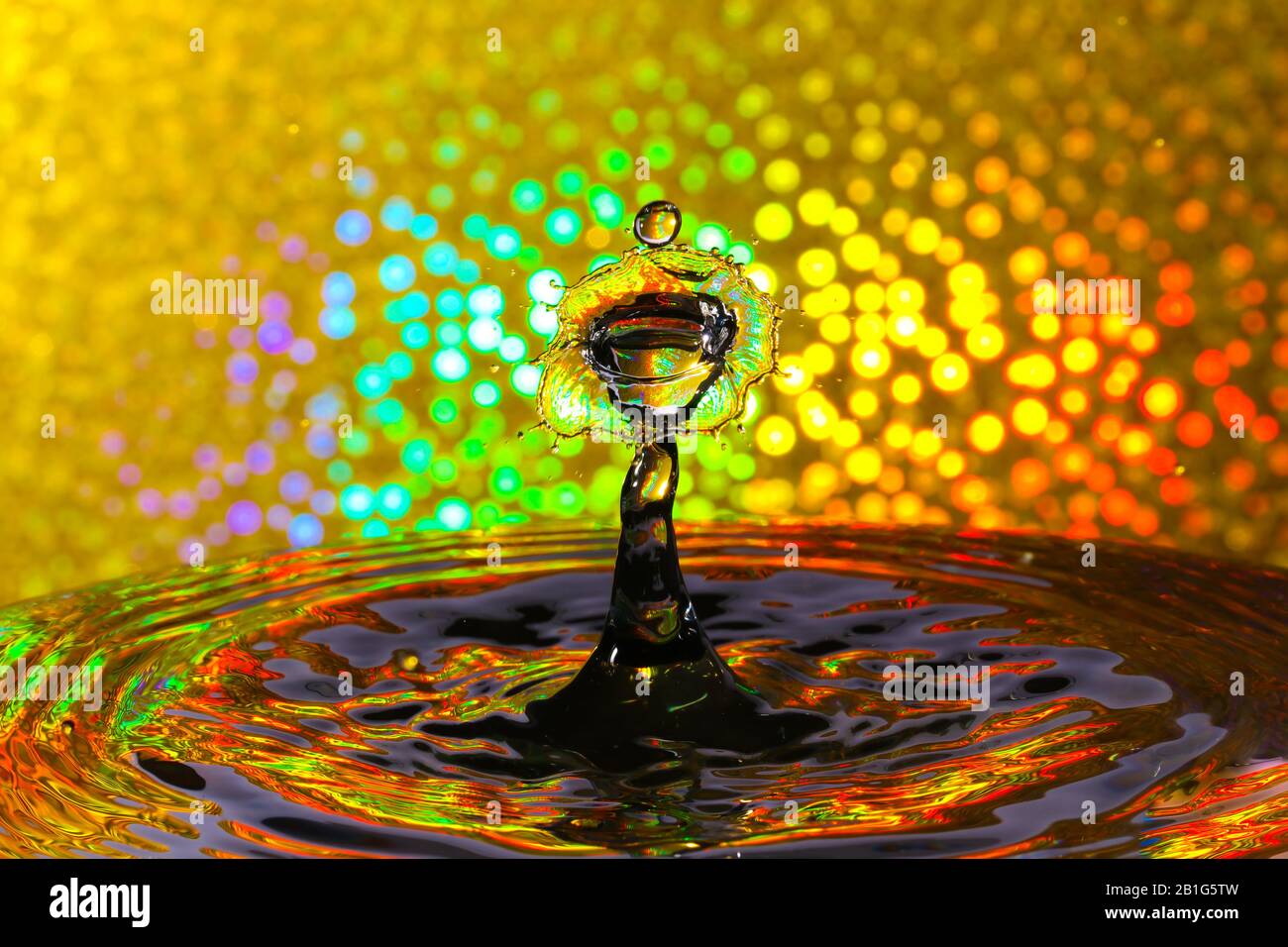 Abstract photograph of a water drop collision created with two water ...