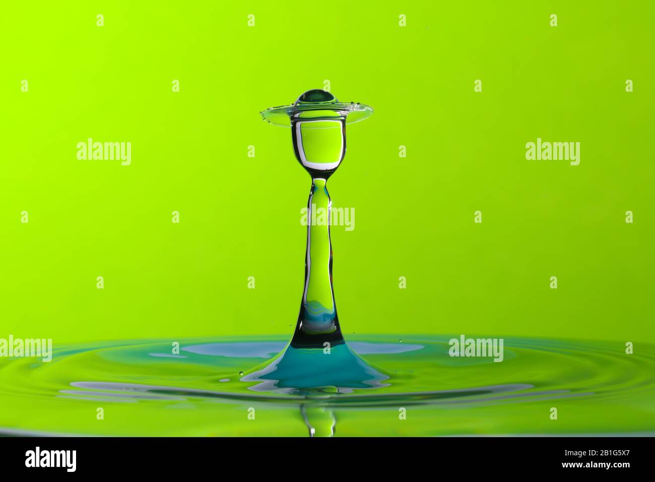 Abstract photograph of a water drop collision created with two water ...