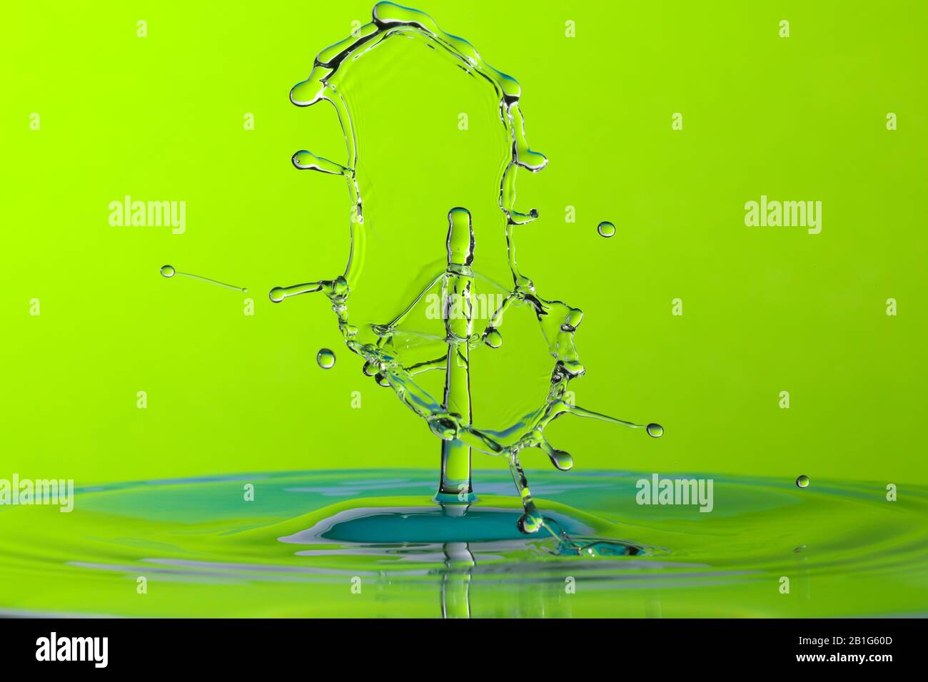 Abstract photograph of a water drop collision created with two water ...