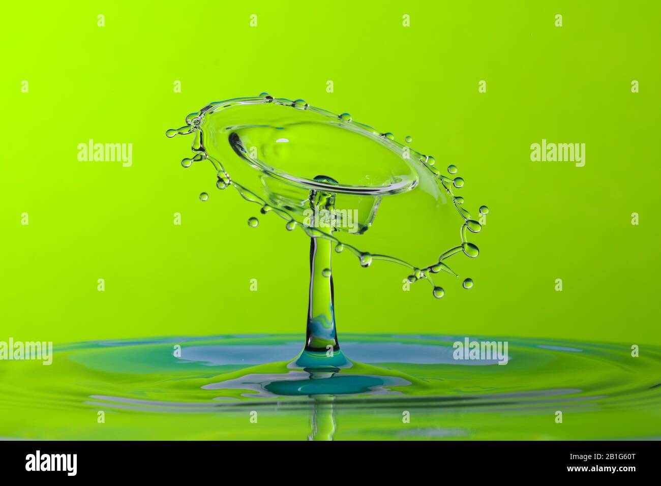 Abstract photograph of a water drop collision created with two water ...