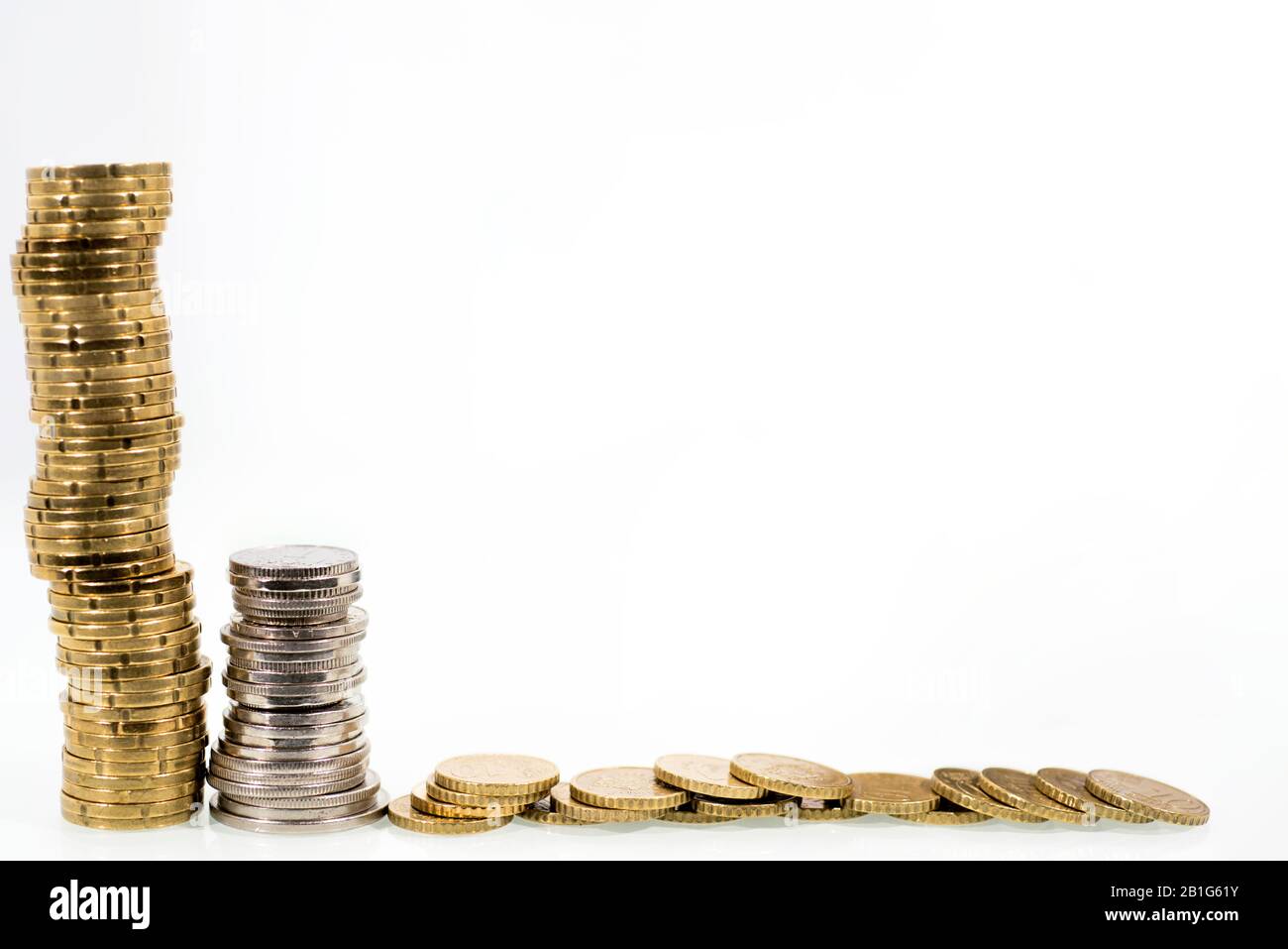 Stack of coins on white background Stock Photo - Alamy
