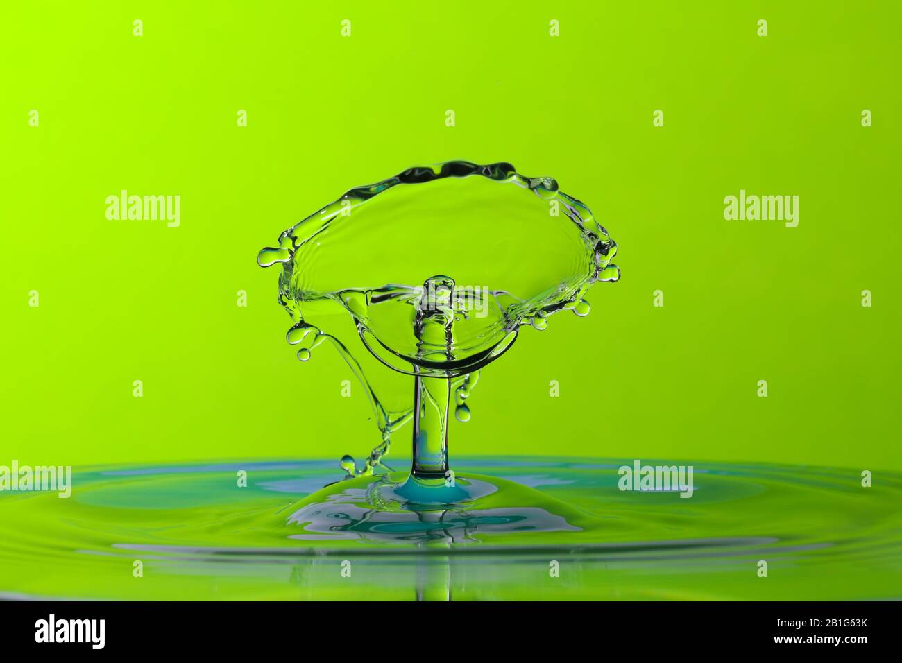 Abstract photograph of a water drop collision created with two water ...