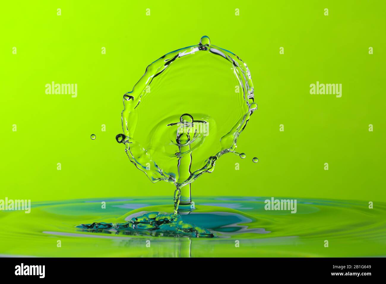Abstract photograph of a water drop collision created with two water ...