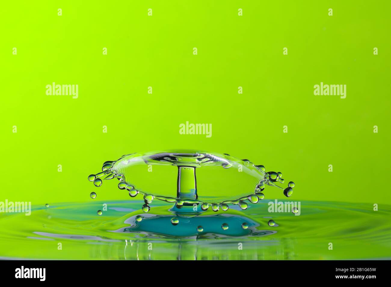 Abstract photograph of a water drop collision created with two water ...