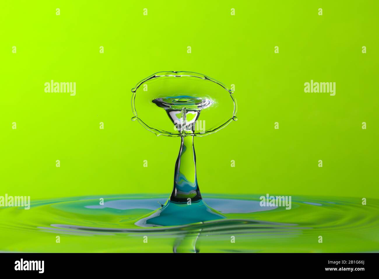 Abstract photograph of a water drop collision created with two water ...