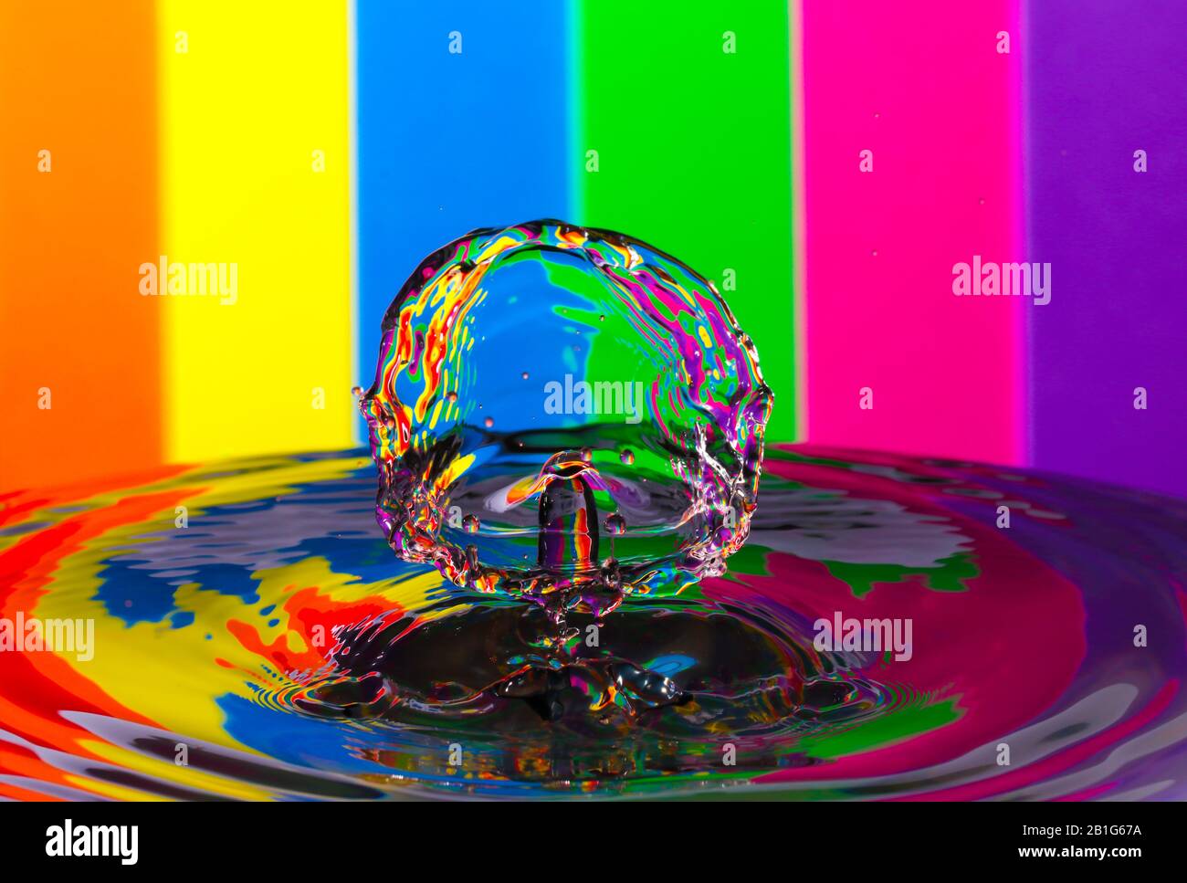 Abstract photograph of a water drop collision created with two water ...