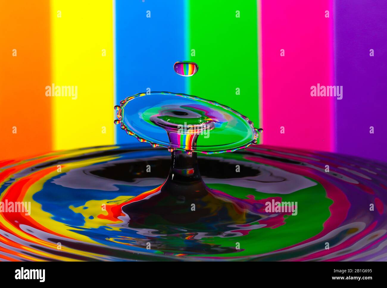 Abstract photograph of a water drop collision created with two water ...