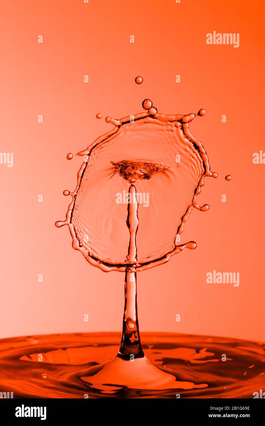 Abstract photograph of a water drop collision created with two water ...