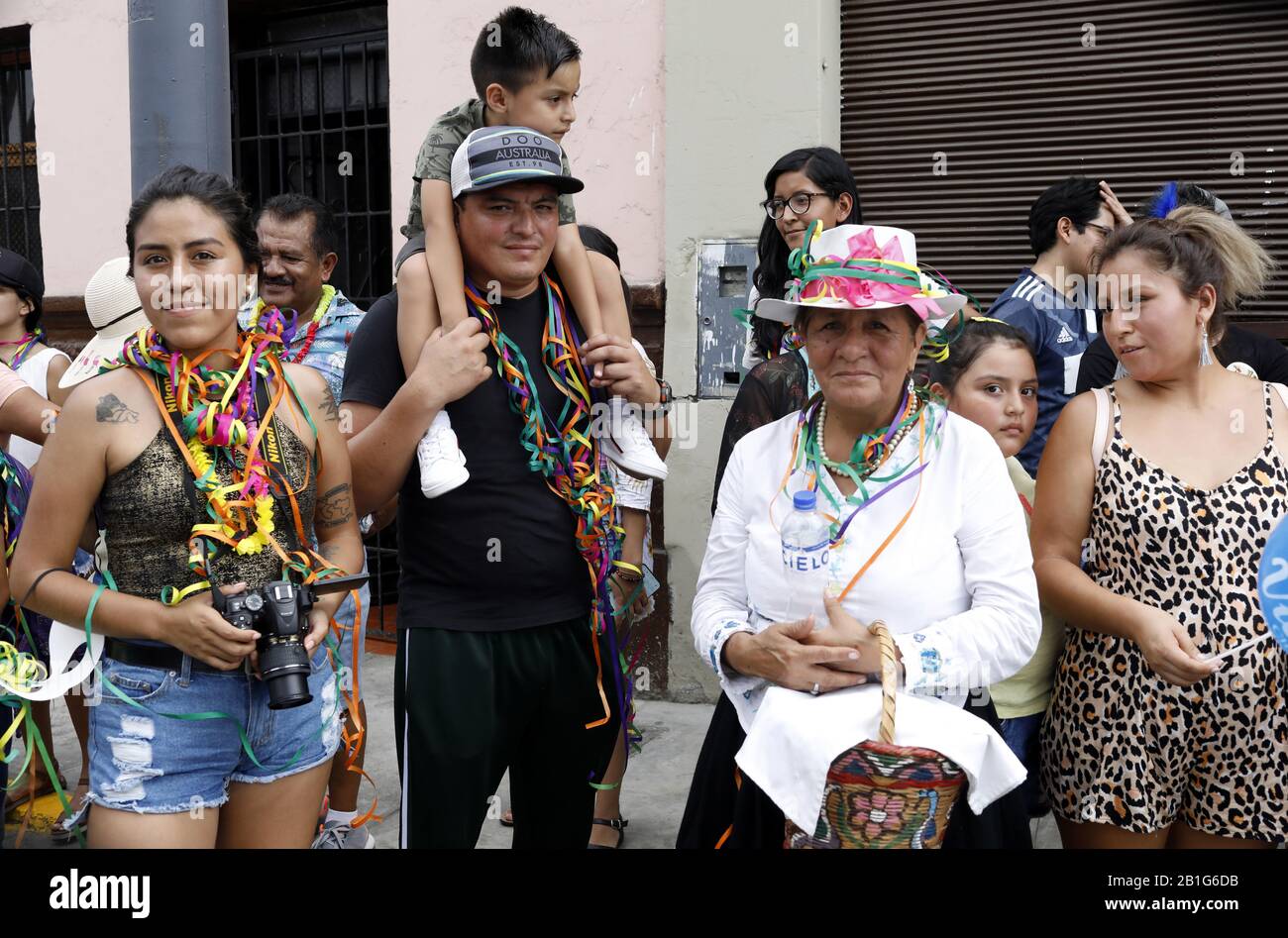 Lima, Peru. 23rd Feb, 2020. People celebrate carnival in down town Lima ...
