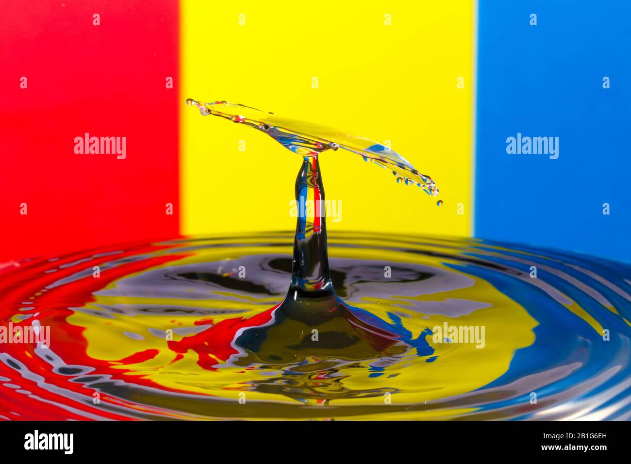 Abstract photograph of a water drop collision created with two water ...