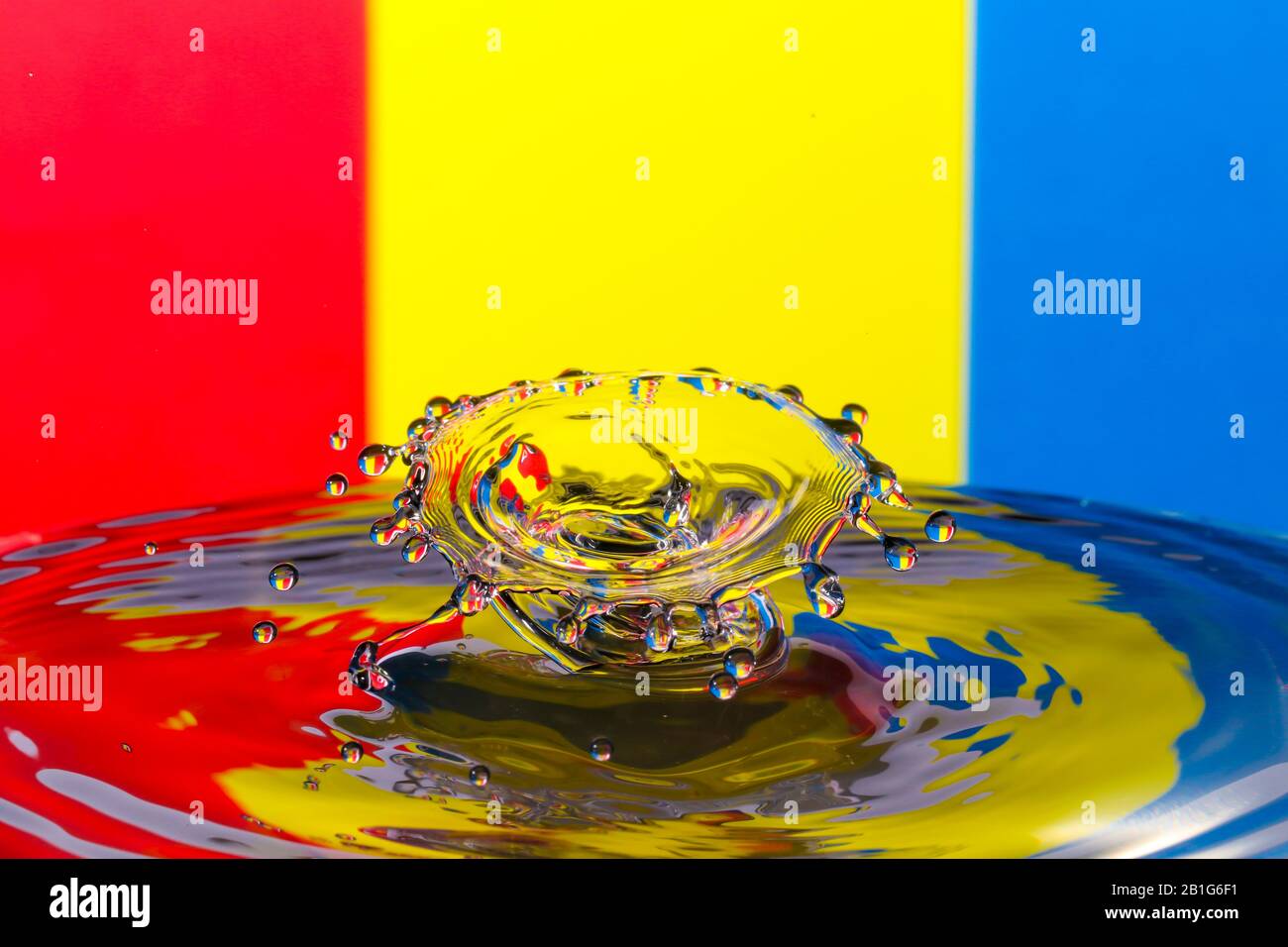 Abstract photograph of a water drop collision created with two water ...