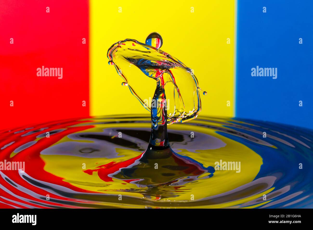 Abstract photograph of a water drop collision created with two water ...