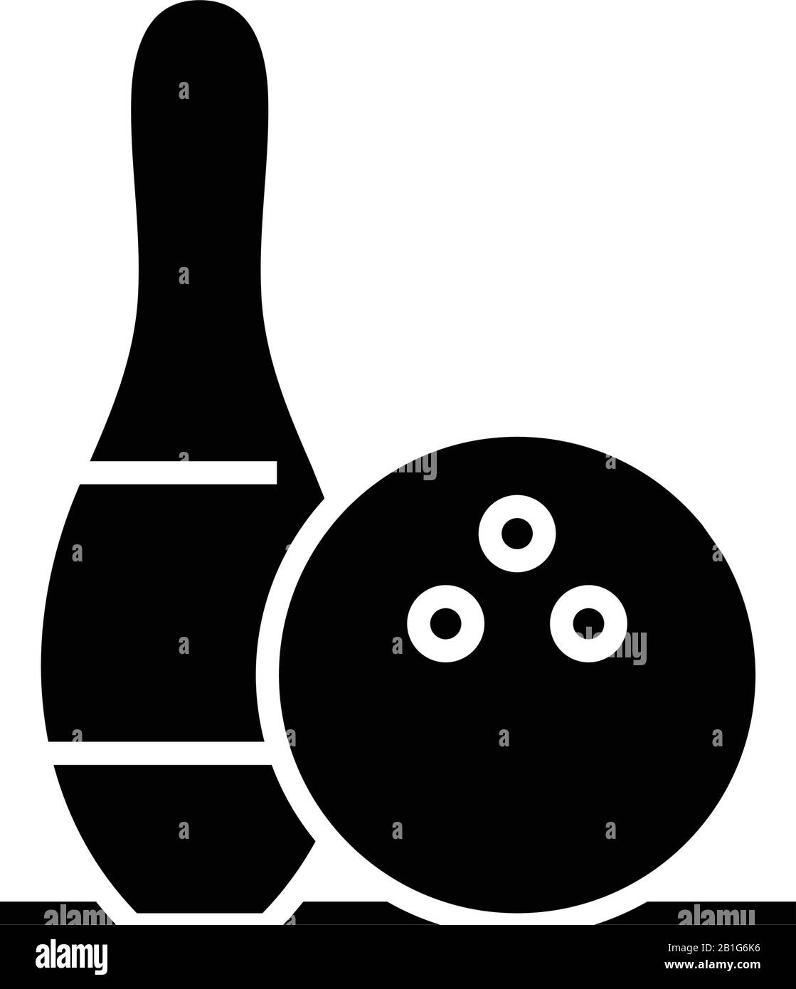 Bowling black icon, concept illustration, vector flat symbol, glyph ...