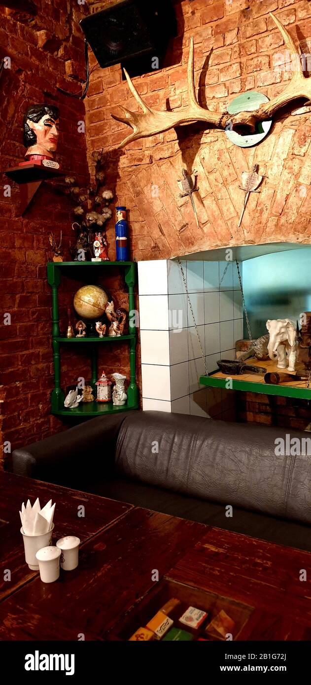 vintage cafe bar soviet design interior Stock Photo - Alamy