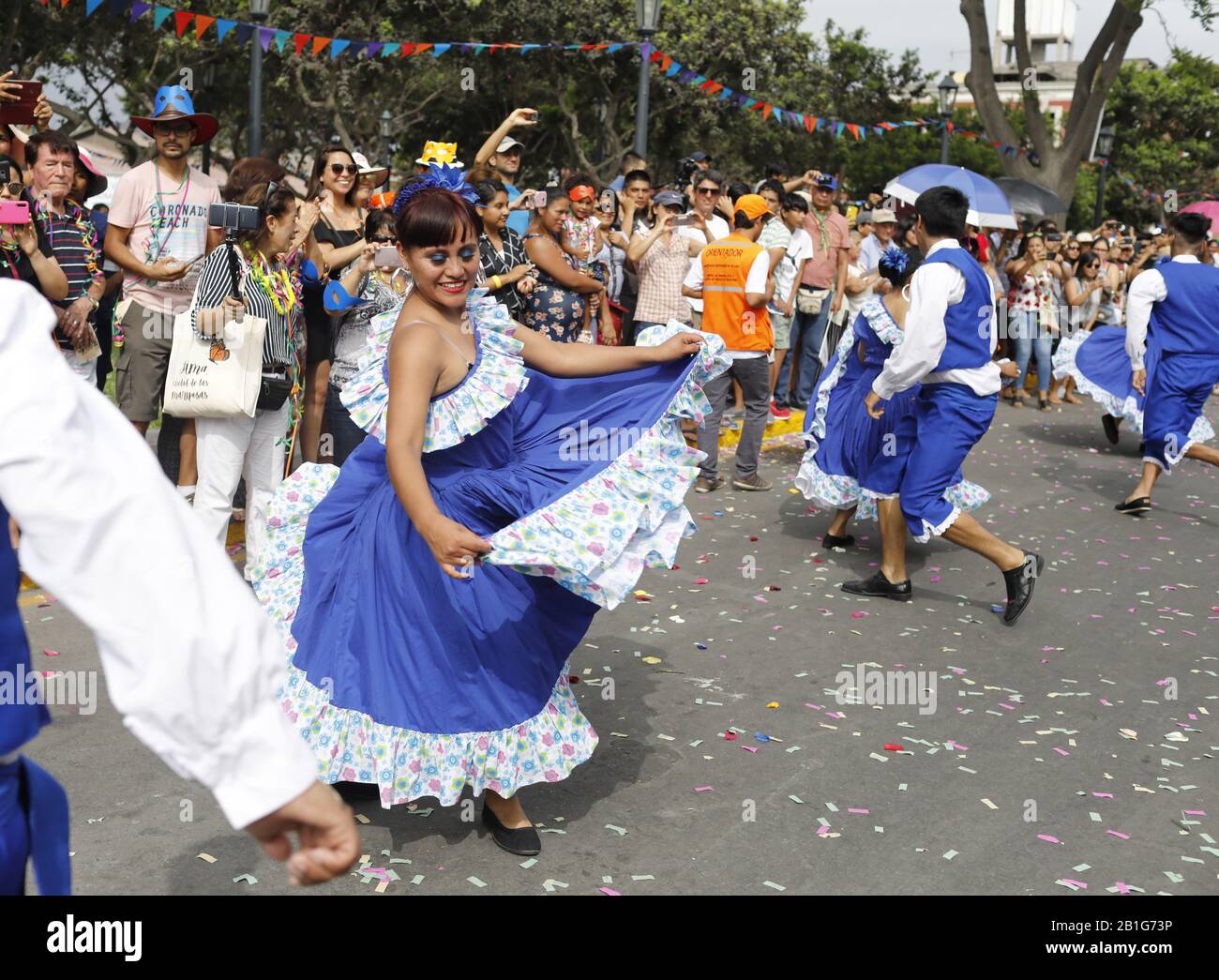 Lima, Peru. 23rd Feb, 2020. Artist perform during a parade to celebrate ...