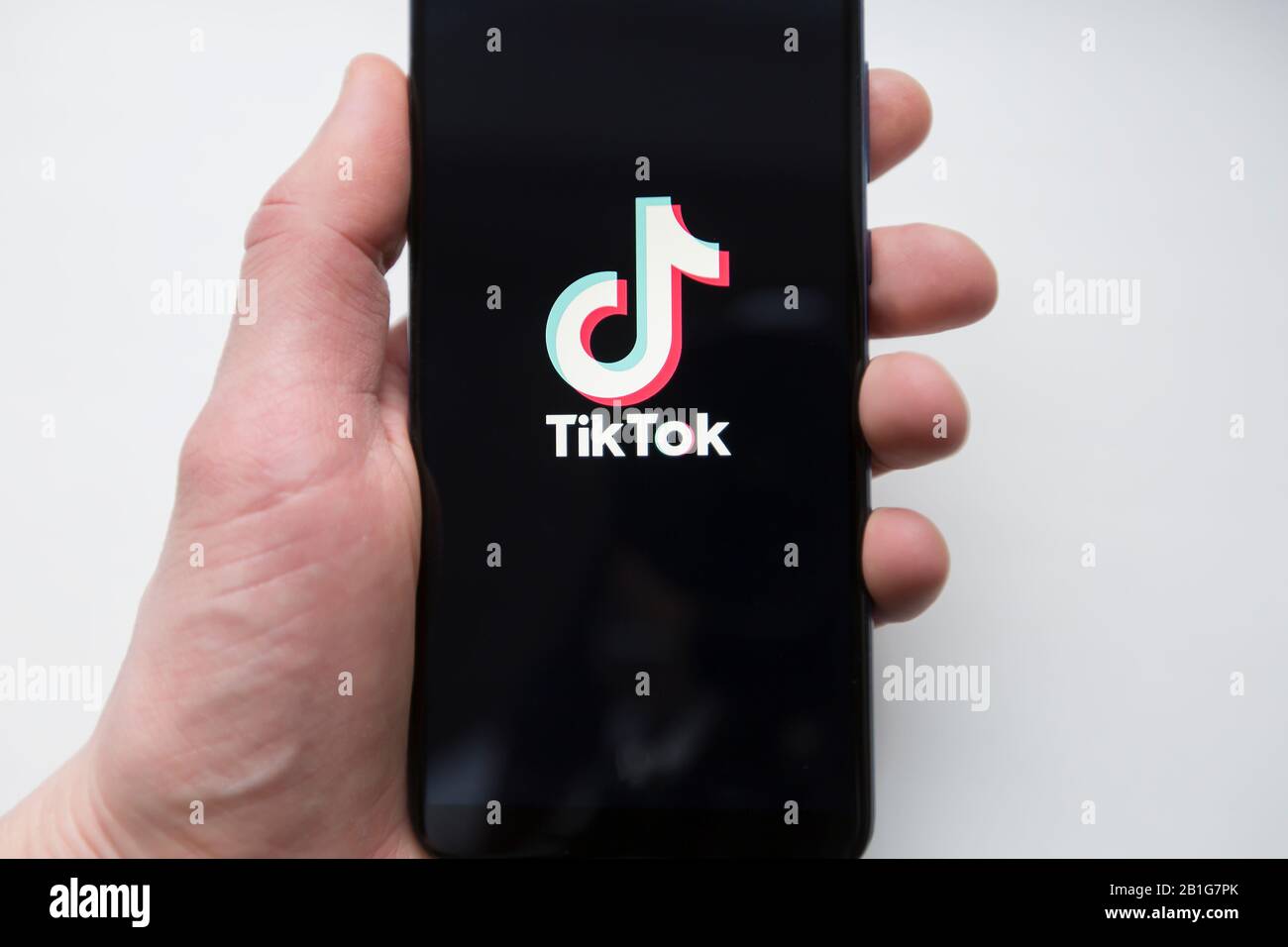 Ukraine, Kyiv - Dec. 22th, 2019 : Tik Tok logo on the phone screen ...