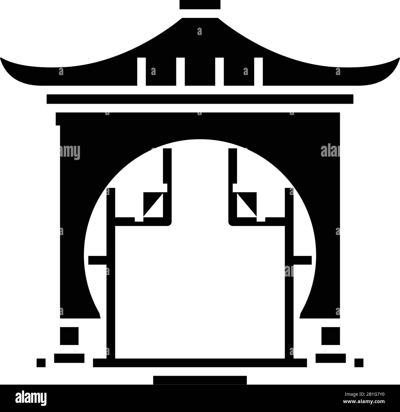 Arch enter black icon, concept illustration, vector flat symbol, glyph ...