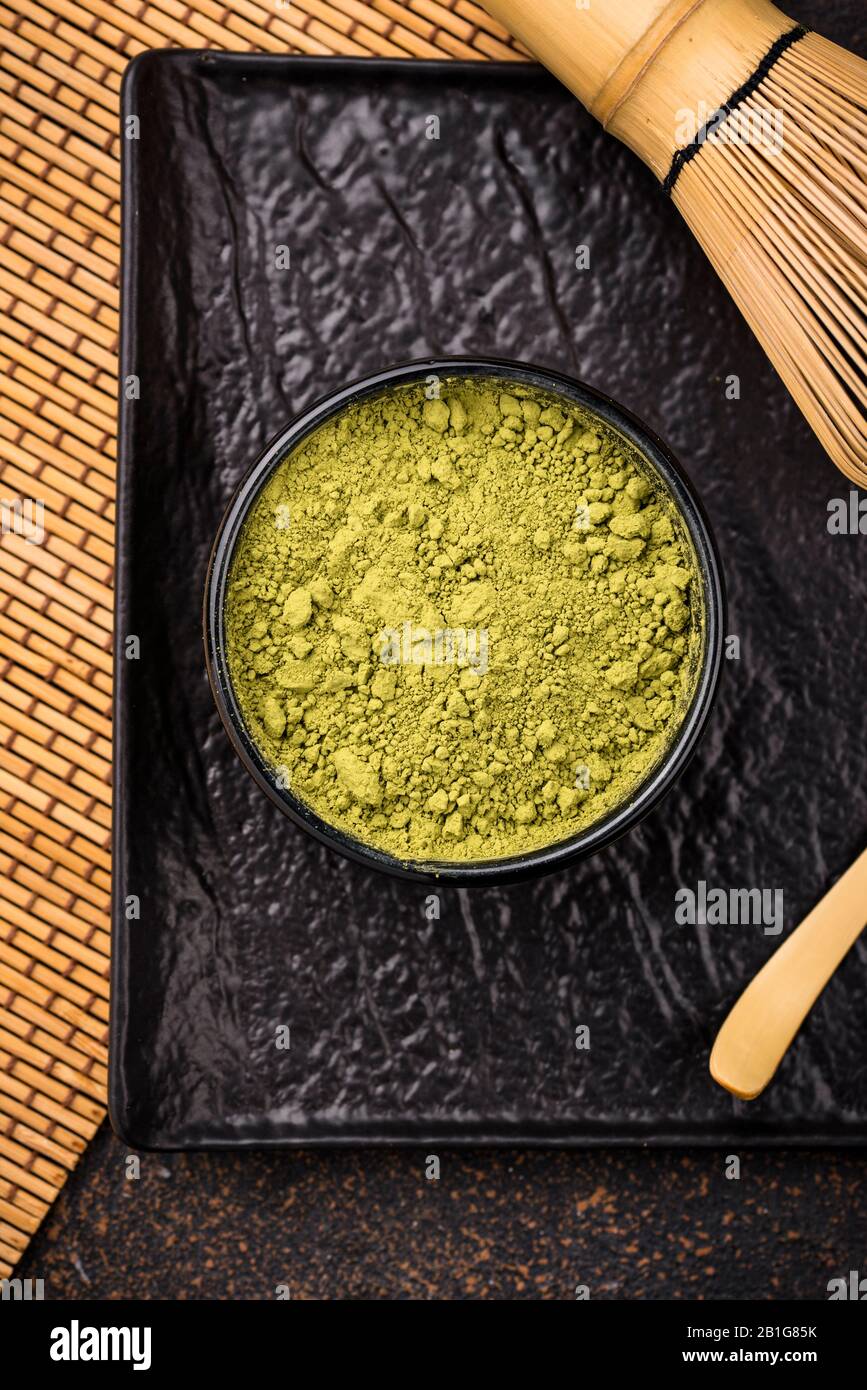 Japanese matcha green tea powder Stock Photo - Alamy