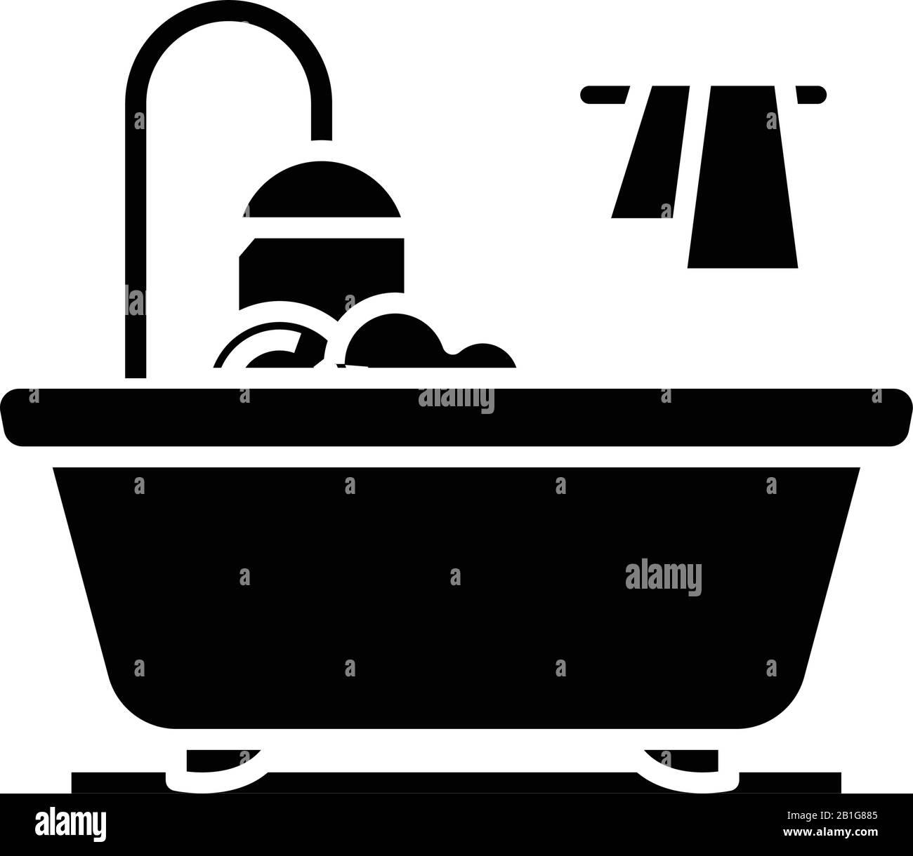 Bath black icon, concept illustration, vector flat symbol, glyph sign ...