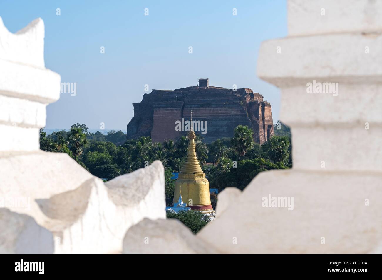Mingun Pahtodawgyi seen from Mya Thein Tan or Hsinbyume Pagoda, Mingun ...