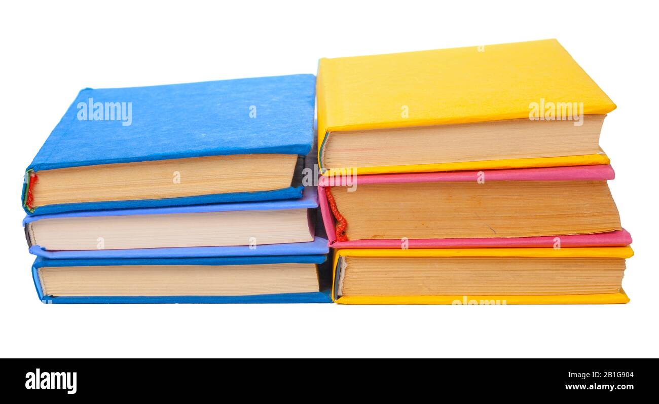 pile of books isolated on white background Stock Photo - Alamy
